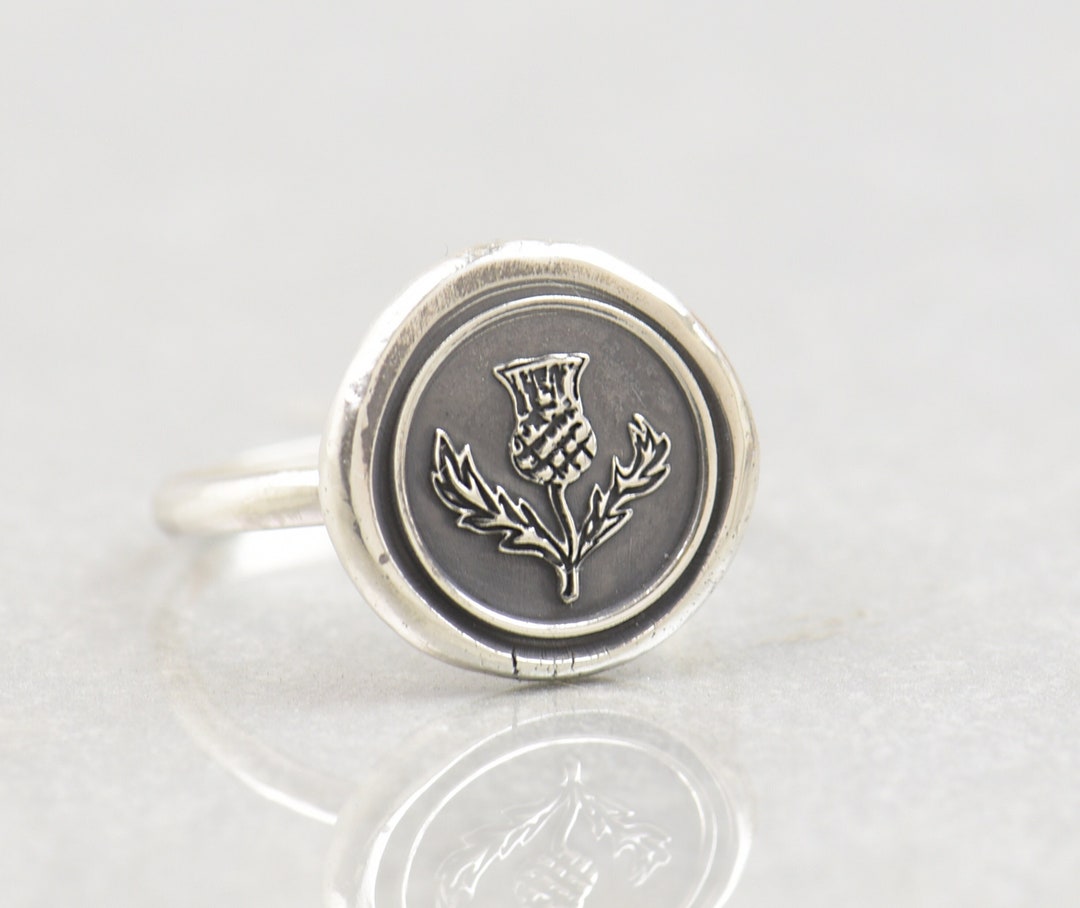 Sterling Silver Vintage Wax Seal Scottish Thistle Wax Seal Ring.artisan ...