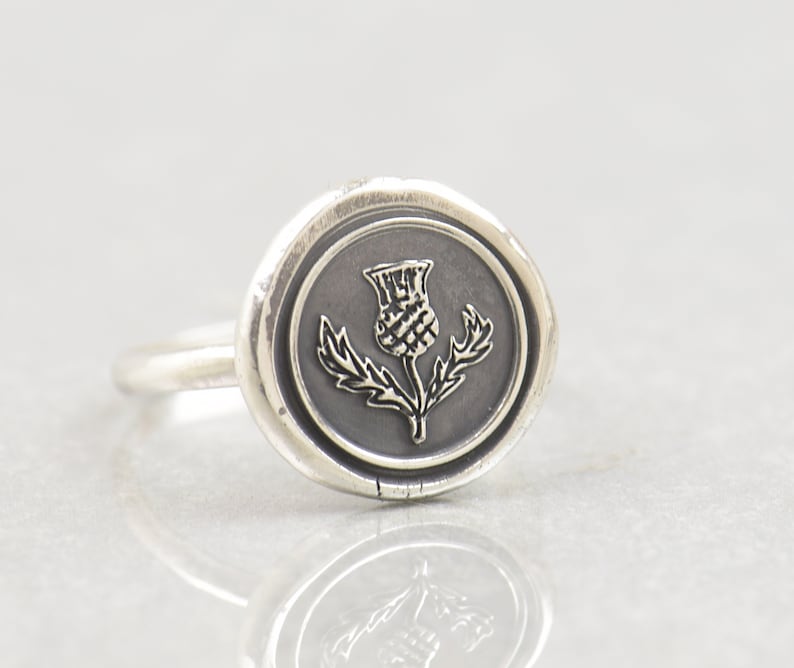 Anello con sigillo di ceralacca vintage in argento sterling, a forma di ...