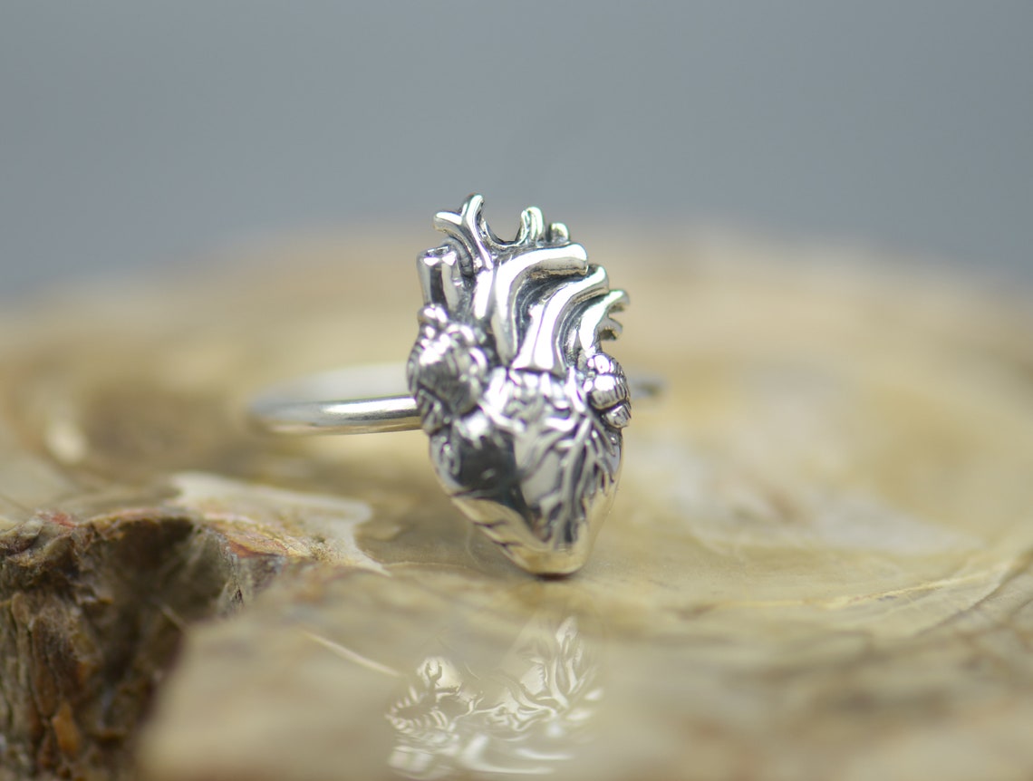 Sterling Silver Anatomical Heart Ring Medical Students Nurse Doctor for ...