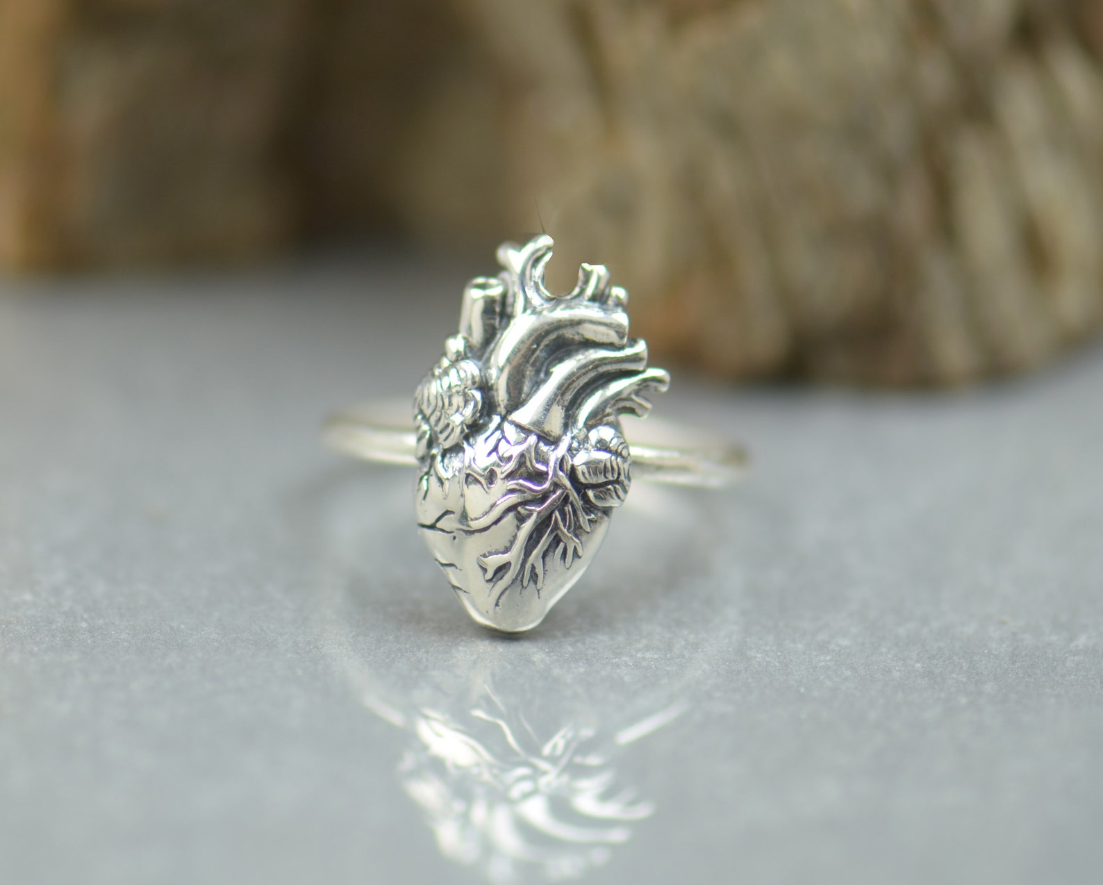 Sterling Silver Anatomical Heart Ring Medical Students Nurse Doctor for ...