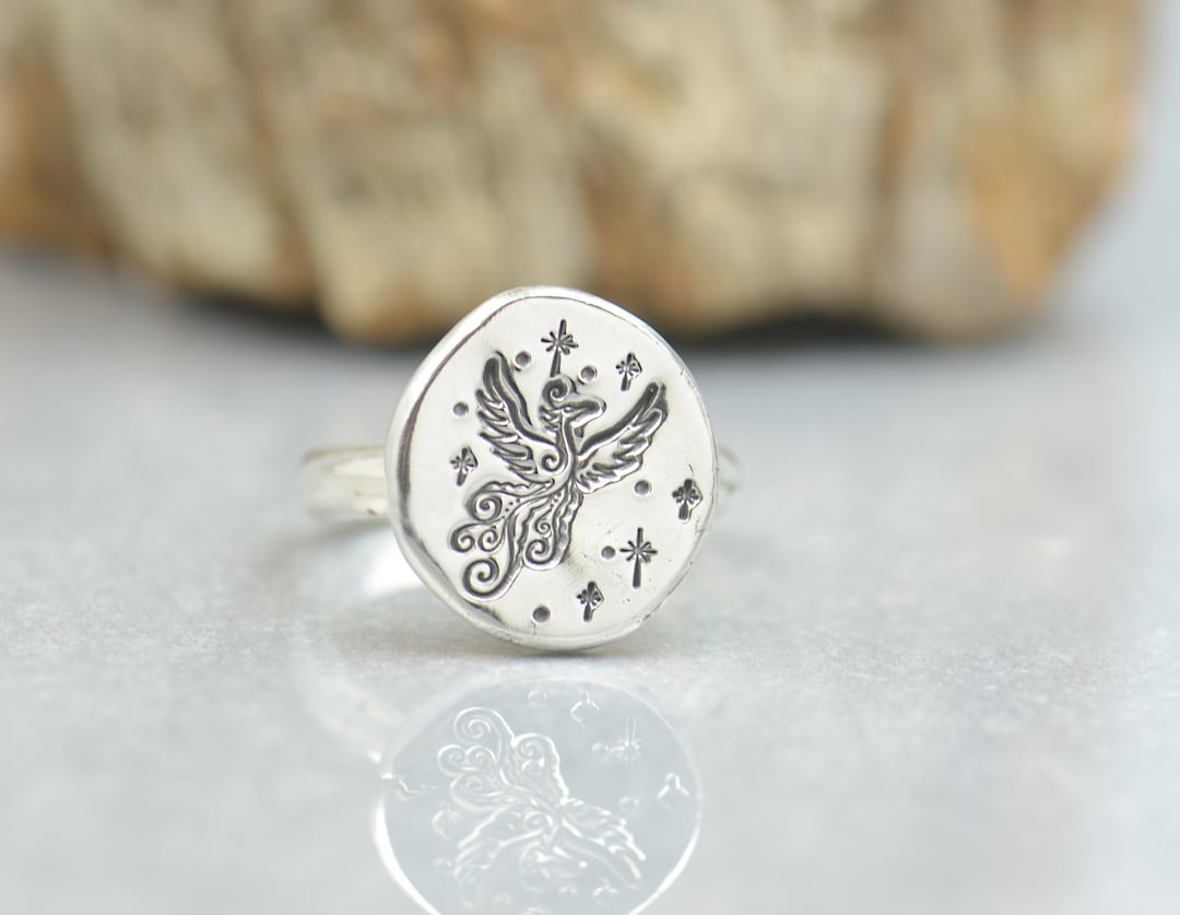 Sterling Silver Phoenix Bird Ring.phoenix Ring.moon Ring. Mystery Magic ...