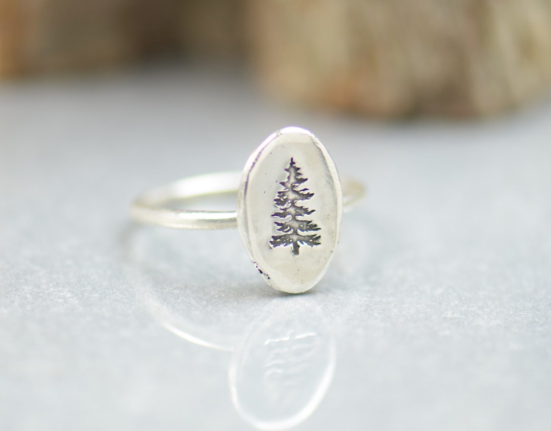 Sterling Silver Tiny Pine Tree Ring.artisan Handmade.rings for Men or ...