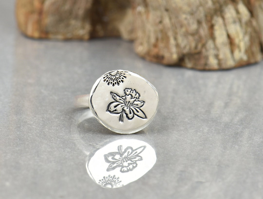 Birth Flower Sterling Silver Ring,personalized Ring for Women,floral ...