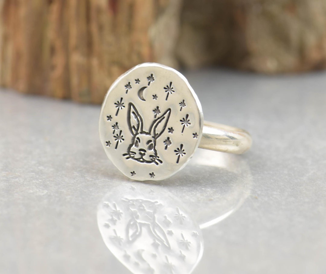 Sterling Silver Rabbit Ring.handmade Piece.year of the Rabbit.starry ...