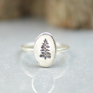 Sterling Silver Tiny Pine Tree Ring.artisan Handmade.rings for Men or ...