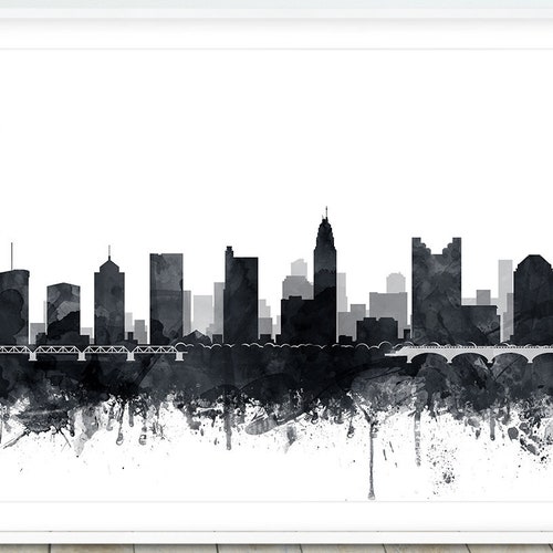 Columbus Skyline Wall Art Ohio Cityscape Watercolor Painting Print ...