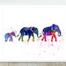 Elephant Print, Three Elephants Print, 3 Elephants Silhouette Colorful ...
