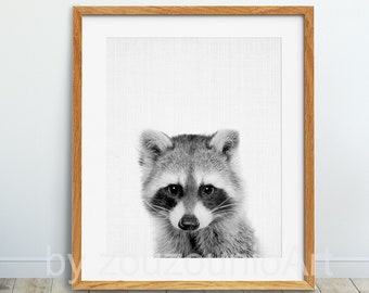 Printable Wall Art, Raccoon Digital Print, Forest and Woodland Animals ...