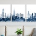 Chicago Print Chicago Skyline Watercolor Navy Blue Set of 3 | Etsy