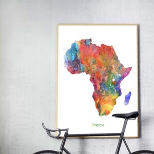 Africa Map Print, Africa Map Decor, Africa Wall Art, Watercolor Map ...