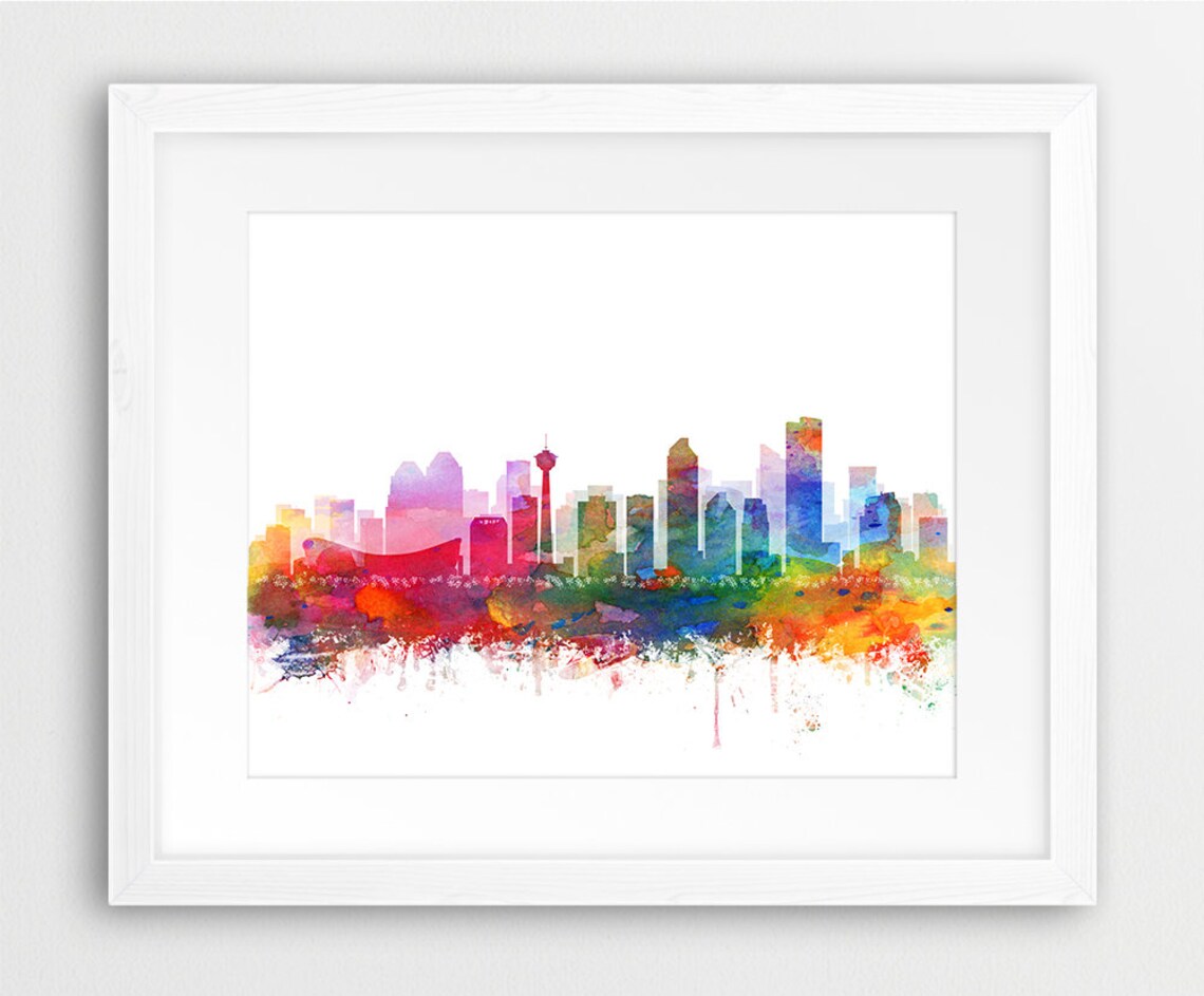Calgary Skyline Print Calgary Watercolor Poster Calgary | Etsy Canada