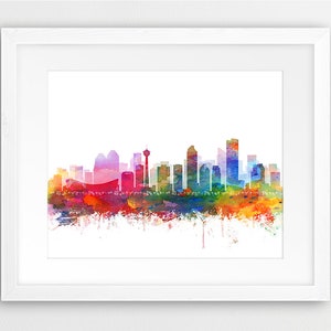 Calgary Skyline Print, Calgary Watercolor Poster, Calgary Canada ...