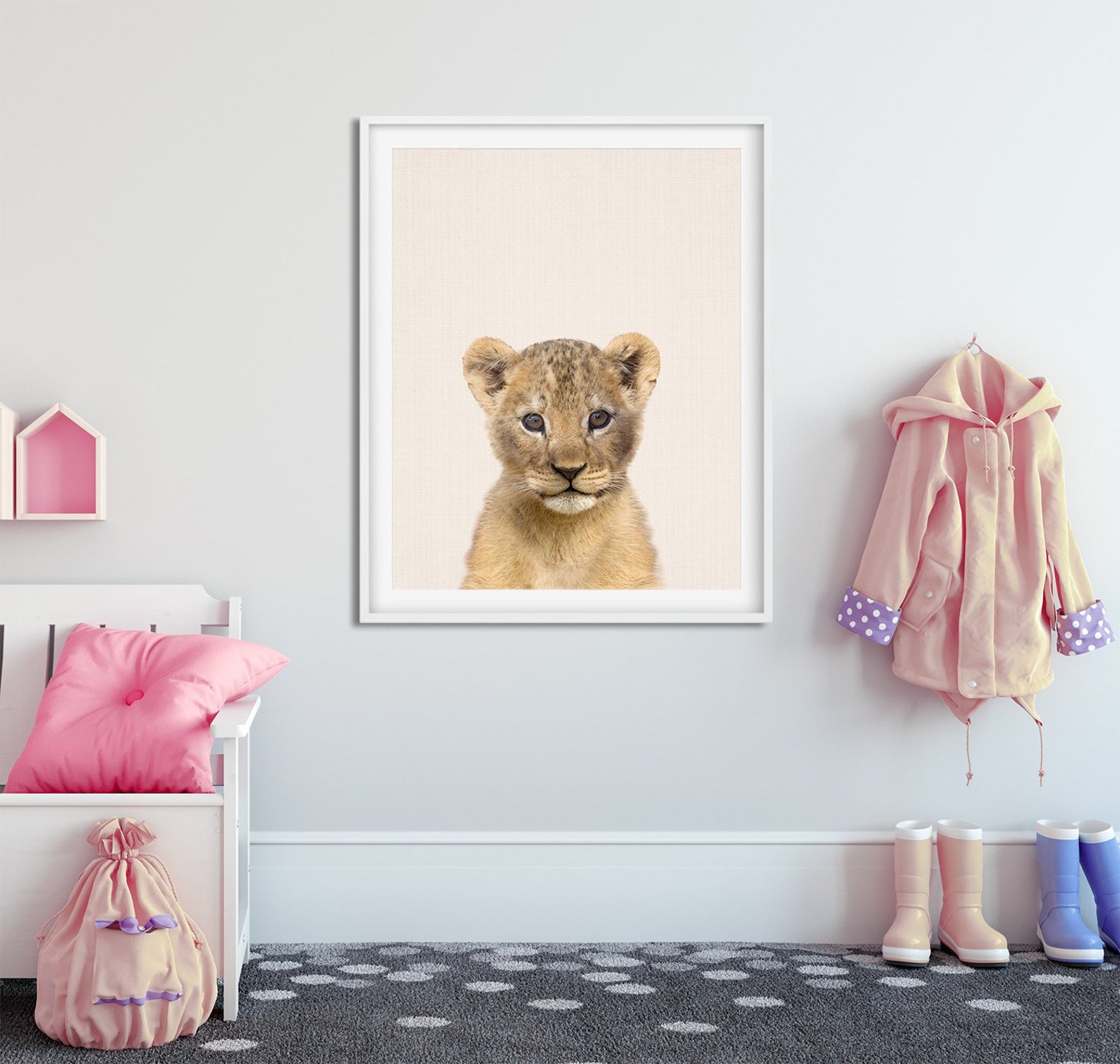Lion Cub Print Nursery Wall Art Safari Nursery Animals Baby - Etsy