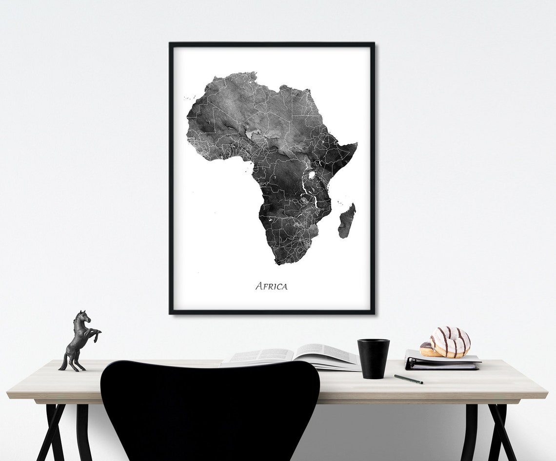 Africa Map Print Africa Decor Africa Wall Art Africa | Etsy