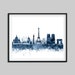 Paris Skyline Print, Paris Watercolor Navy Blue and White Poster, Paris ...