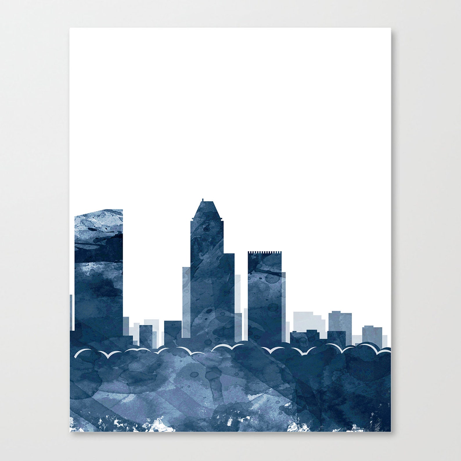Houston Skyline Set of 3 Print Houston Triptych Watercolor | Etsy
