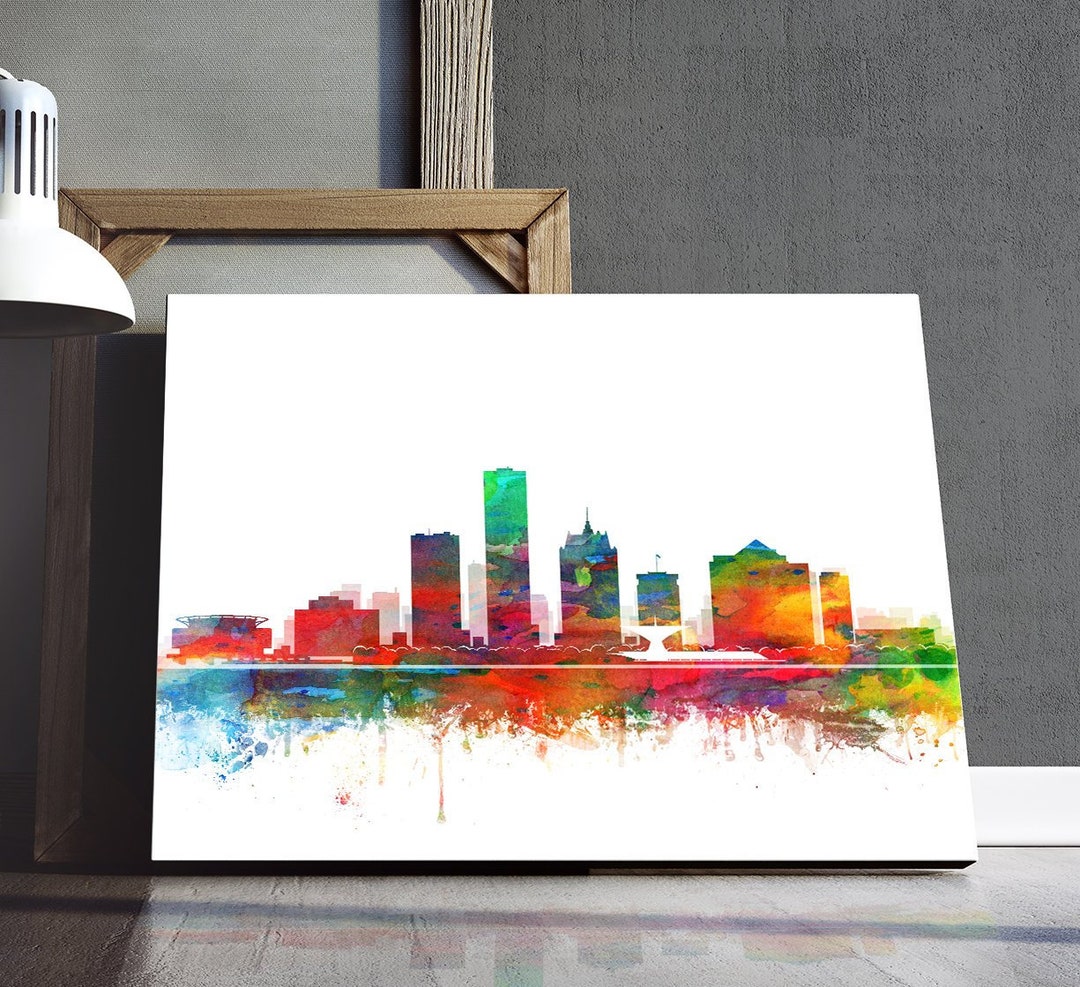 Milwaukee Skyline Print, Milwaukee Watercolor Painting, Milwaukee ...