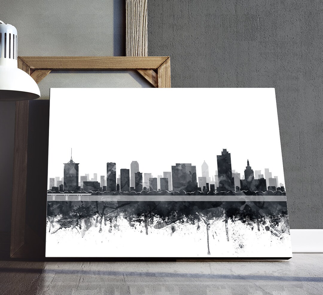 Tulsa Skyline Print, Tulsa Skyline Poster, Tulsa Oklahoma Watercolor ...