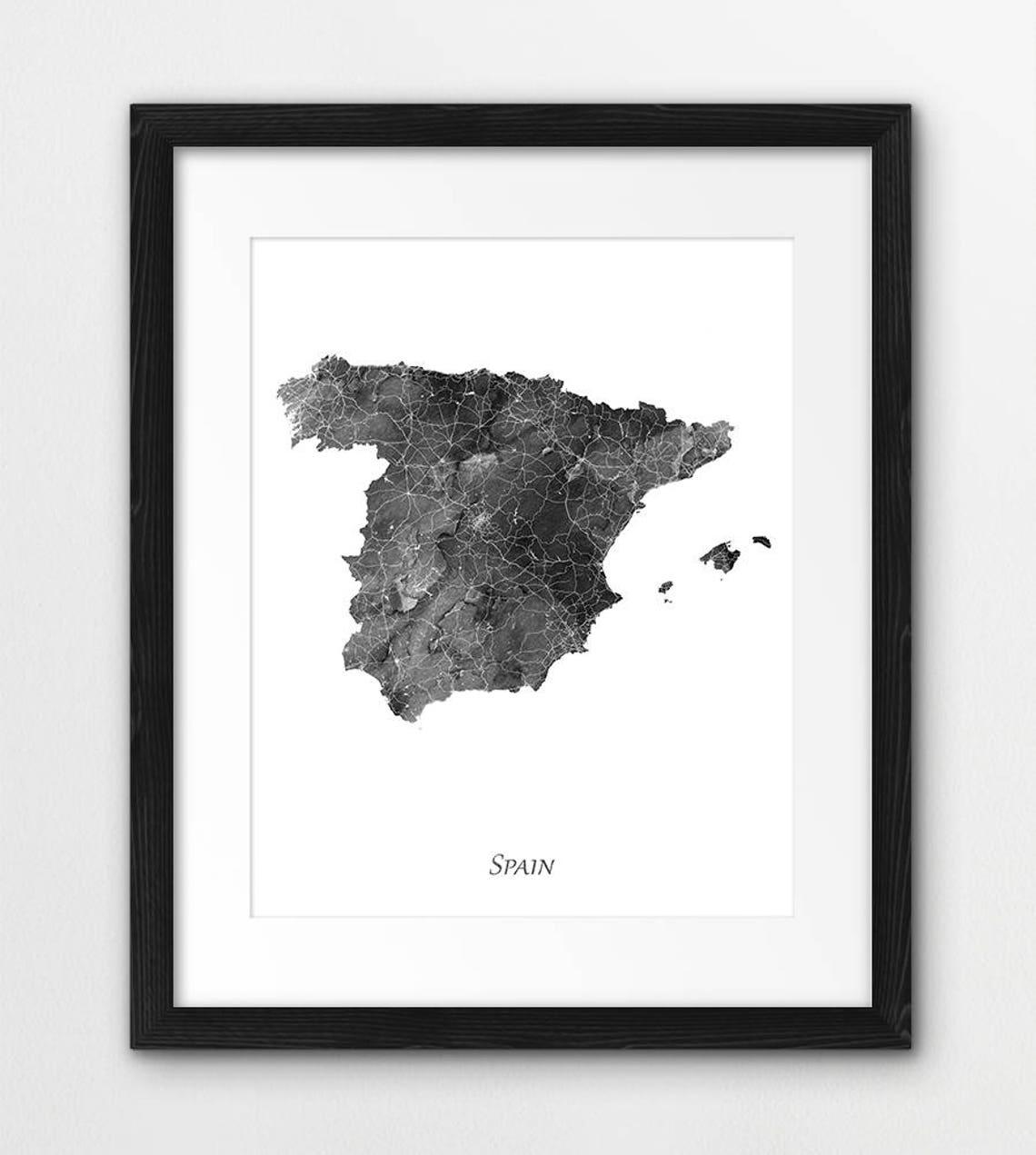 Spain Map Print Spain Watercolor Poster Spain Wall Art | Etsy