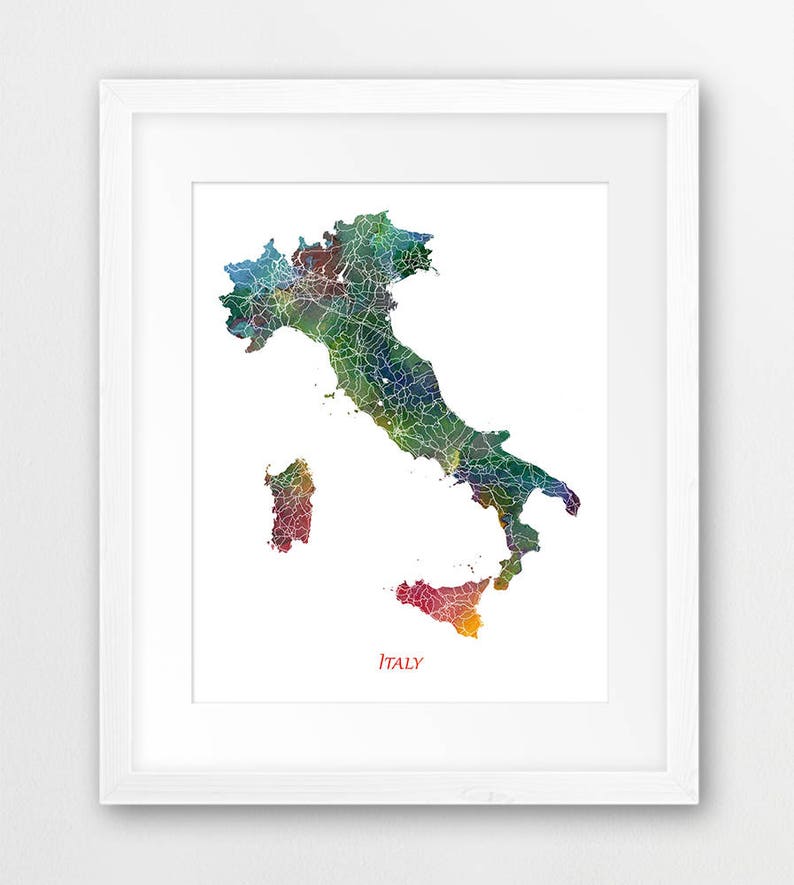 Italy Map Print Italy Map Poster Italy Wall Art Italy Map | Etsy