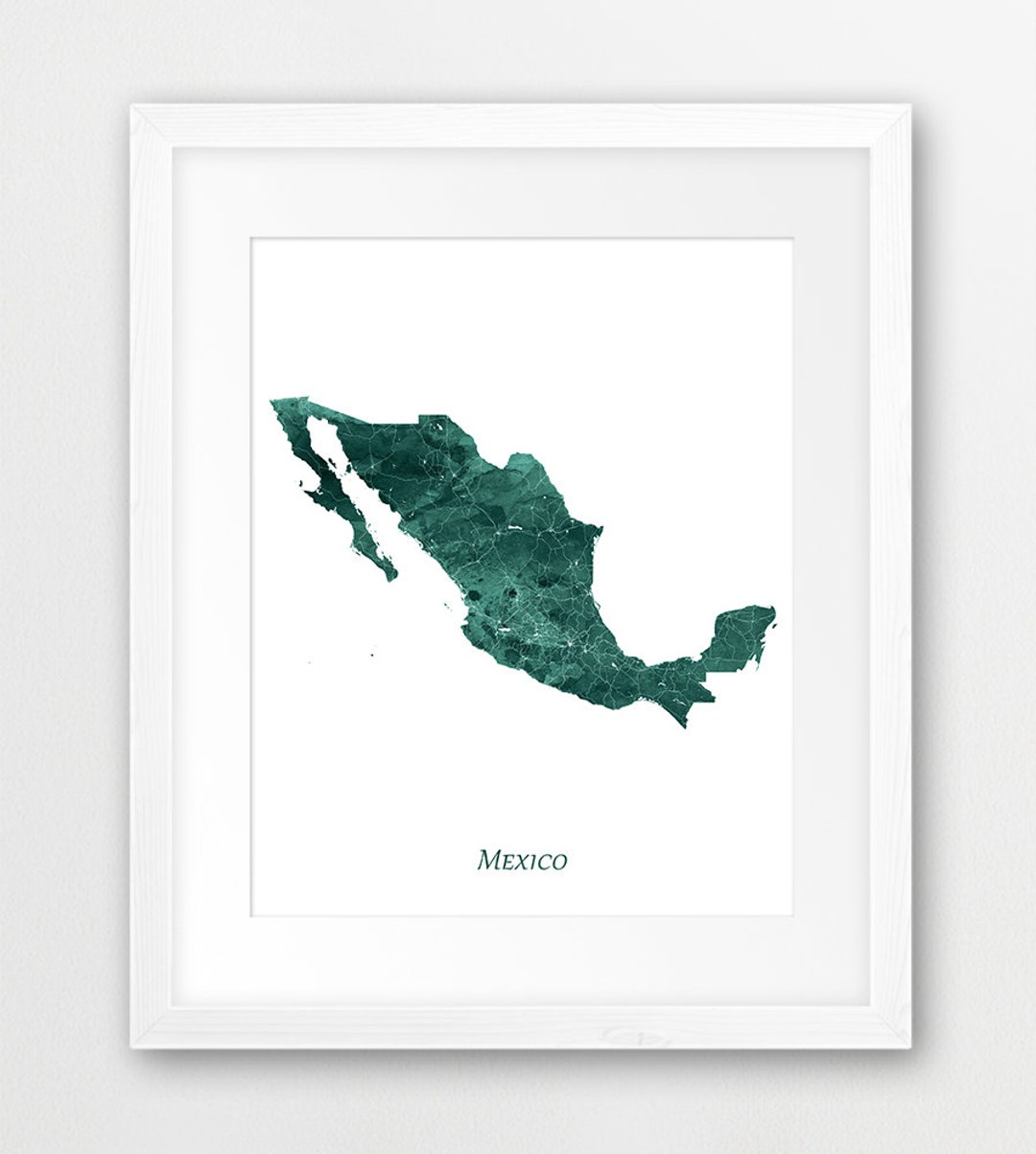 Mexico Map Poster, Mexico Watercolor Print, Mexico Wall Art, Mexico Map ...