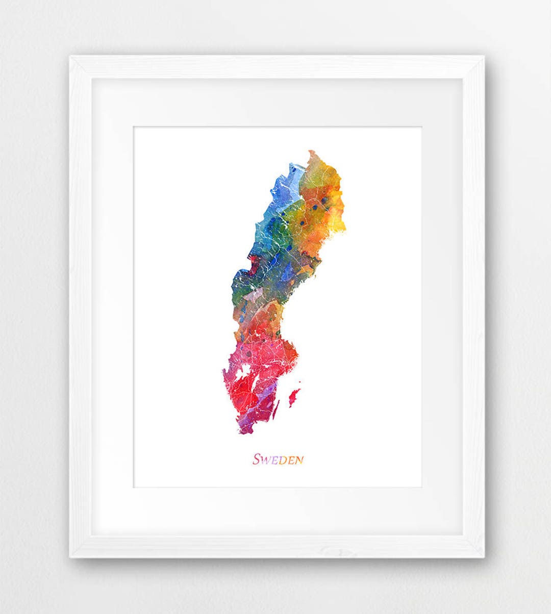 Sweden Map Print, Sweden Watercolor Print, Sweden Wall Art, Sweden ...