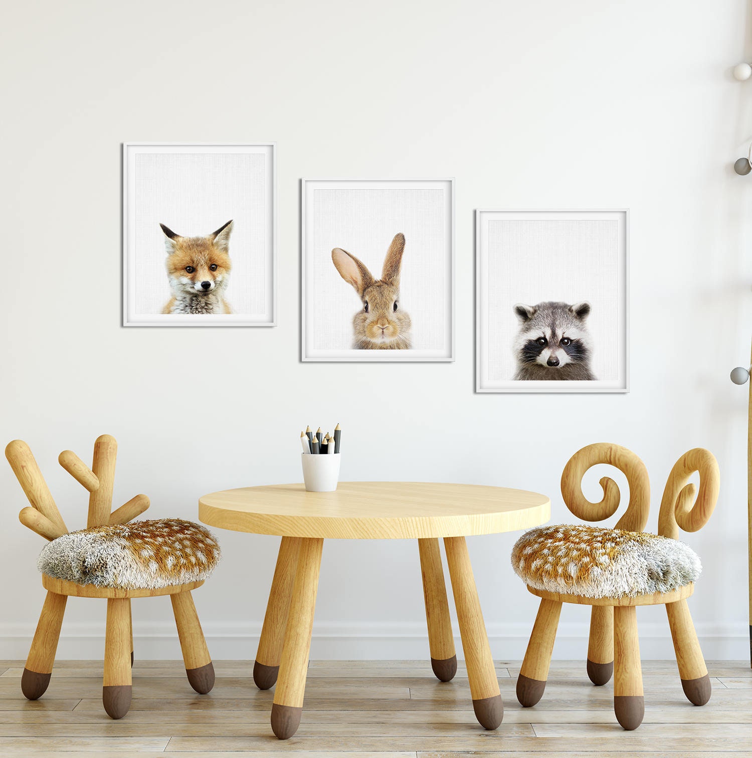 Woodland Nursery Decor Baby Animals Set 3 Bunny Fox | Etsy