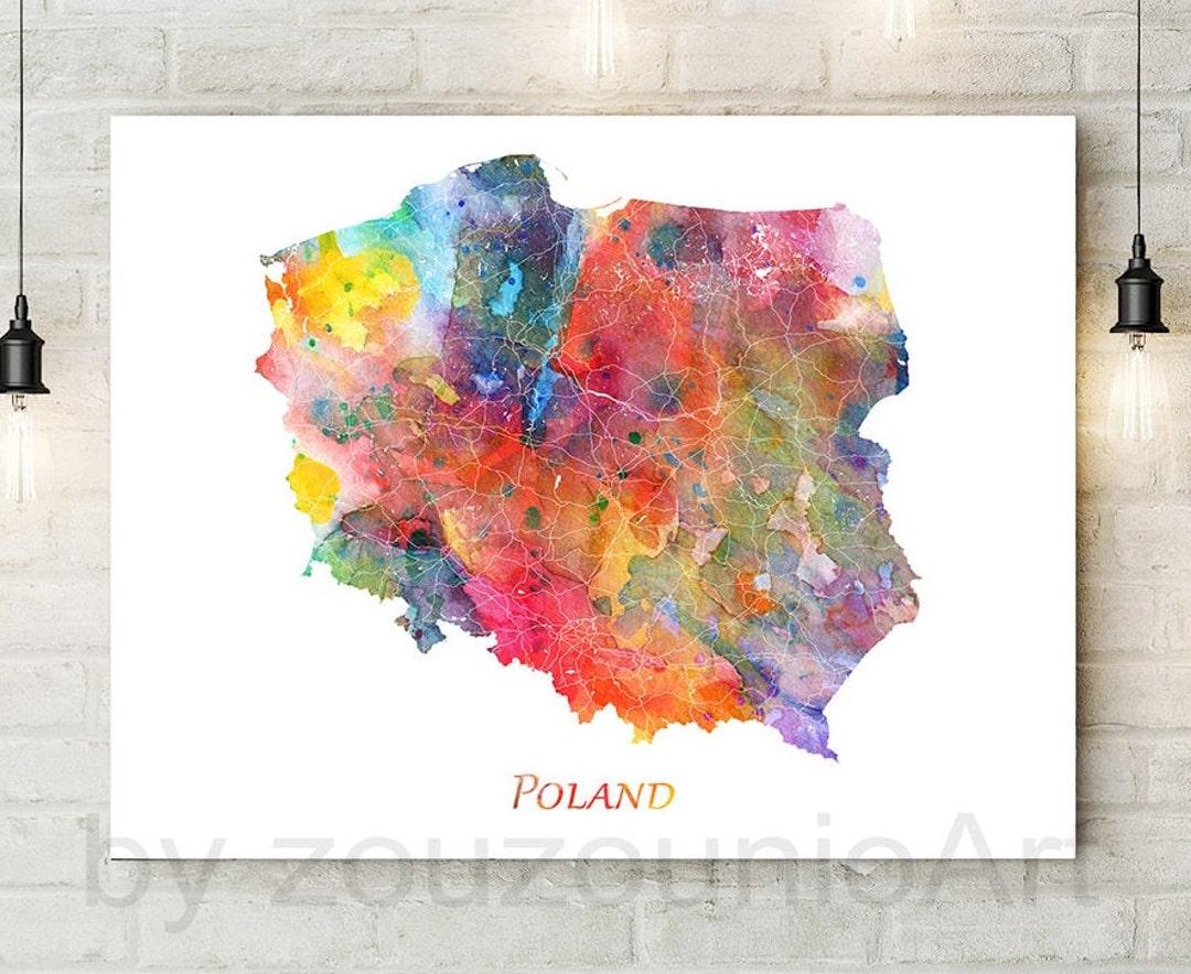 Poland Map Print, Poland Poster Map Print, Poland Wall Art, Watercolor ...