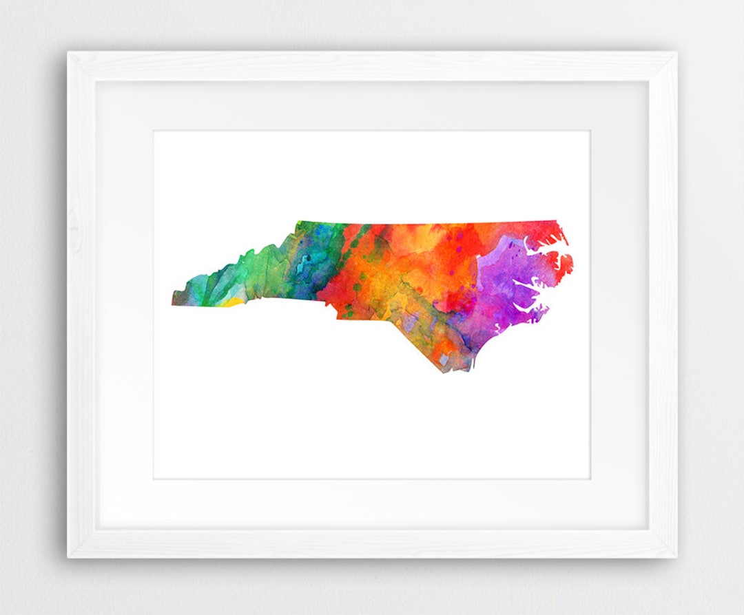 North Carolina State Map Art Print, North Carolina Silhouette ...