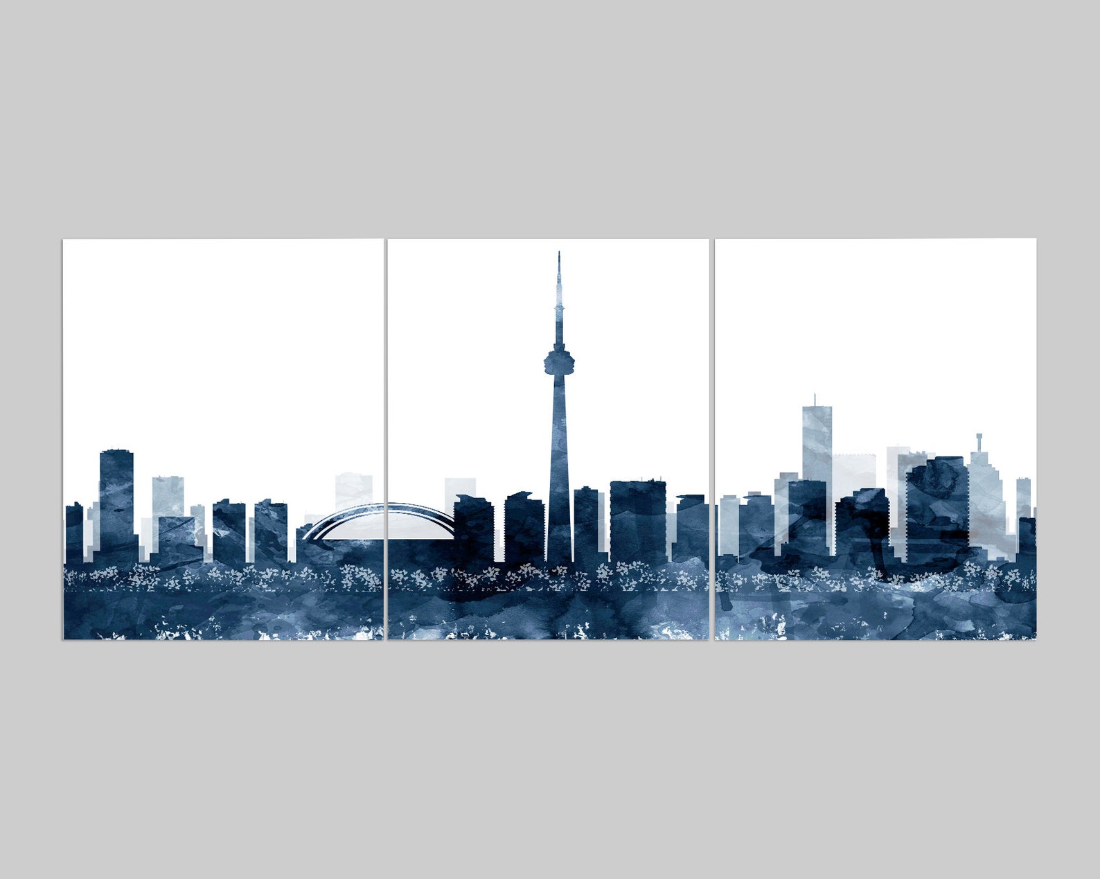 Toronto Skyline Set of 3 Prints Toronto Triptych Navy Blue | Etsy