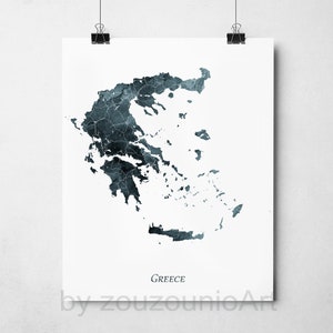 Greece Map Print, Greece Watercolor Map Poster, Greece Wall Art, Greece ...