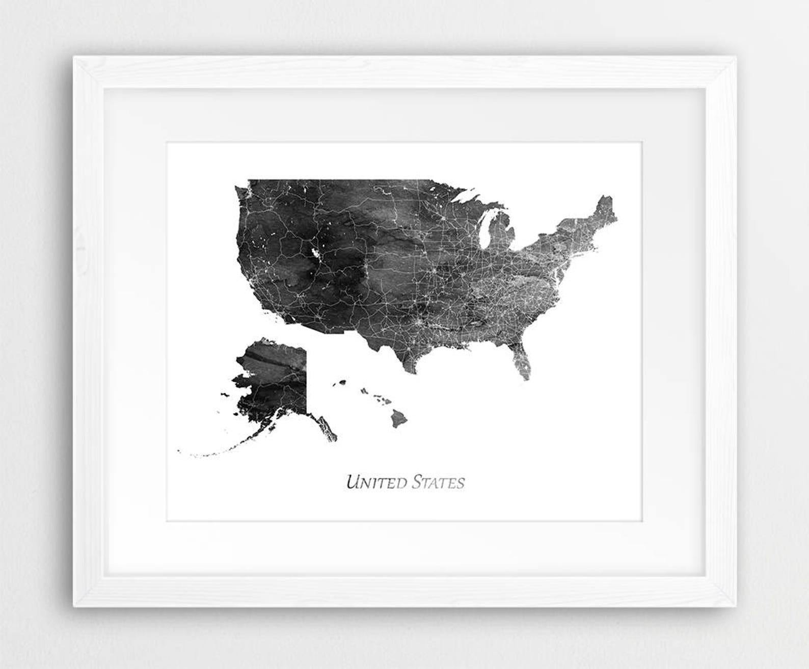 United States Map Print USA Map Decor United States Wall - Etsy