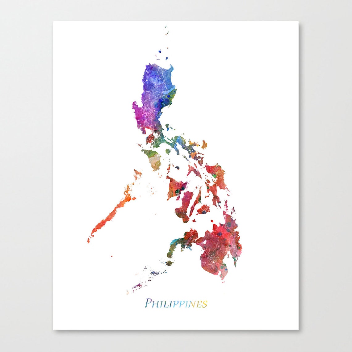 Philippines Map Print, Philippines Watercolor Poster, Philippines Wall ...