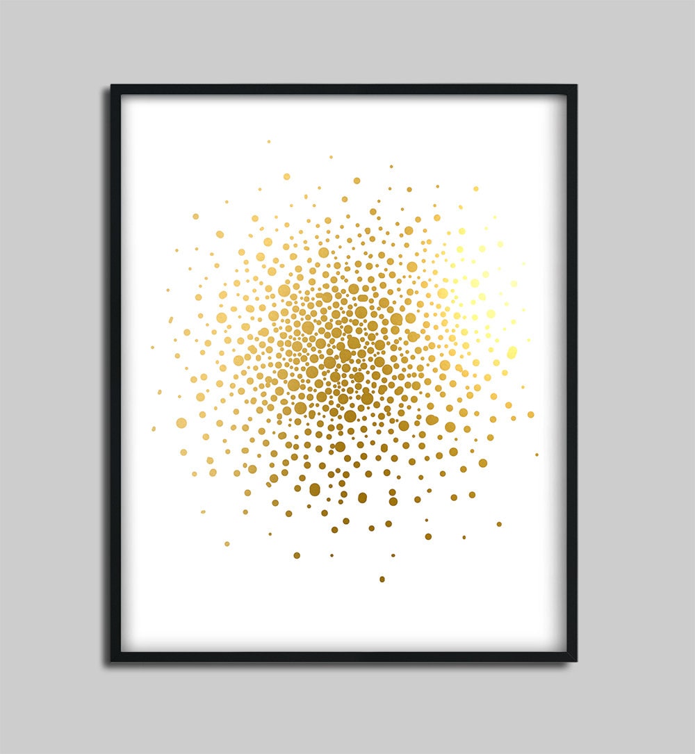 Abstract Circle Print Geometric Art Gold Foil Texture Polka - Etsy