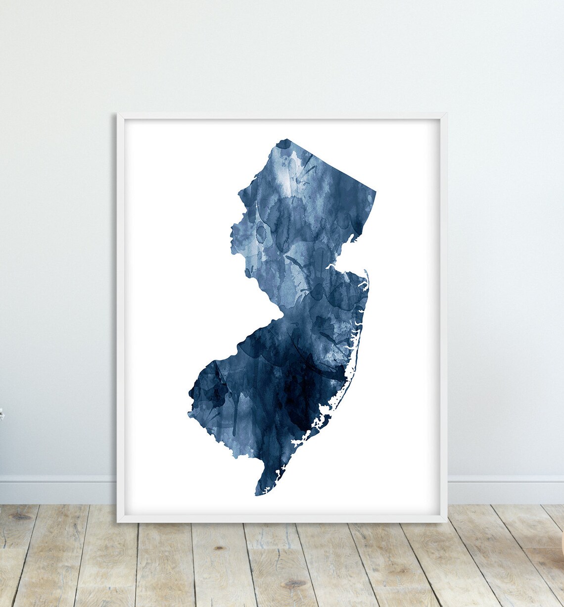 New Jersey State Map Print Watercolor New Jersey Silhouette | Etsy