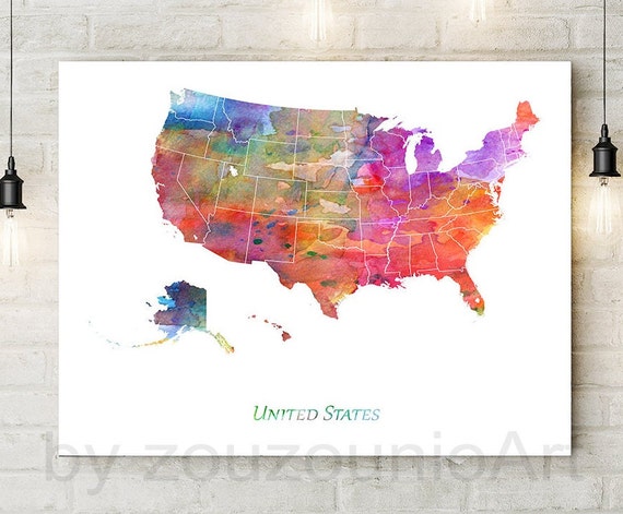 United States Map Poster USA Map Decor United States Wall | Etsy