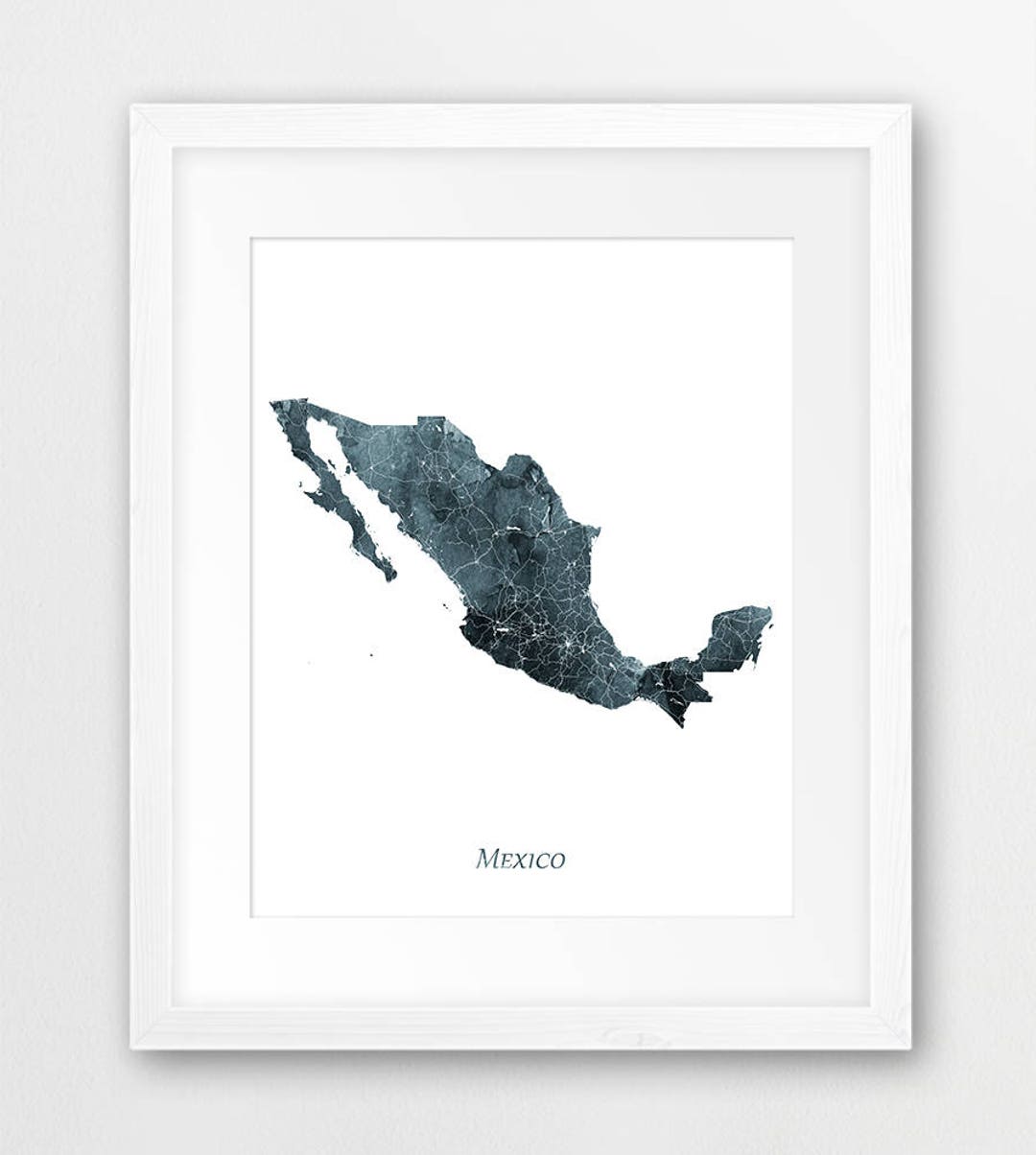 Mexico Map Poster, Mexico Watercolor Print, Mexico Wall Art, Watercolor ...