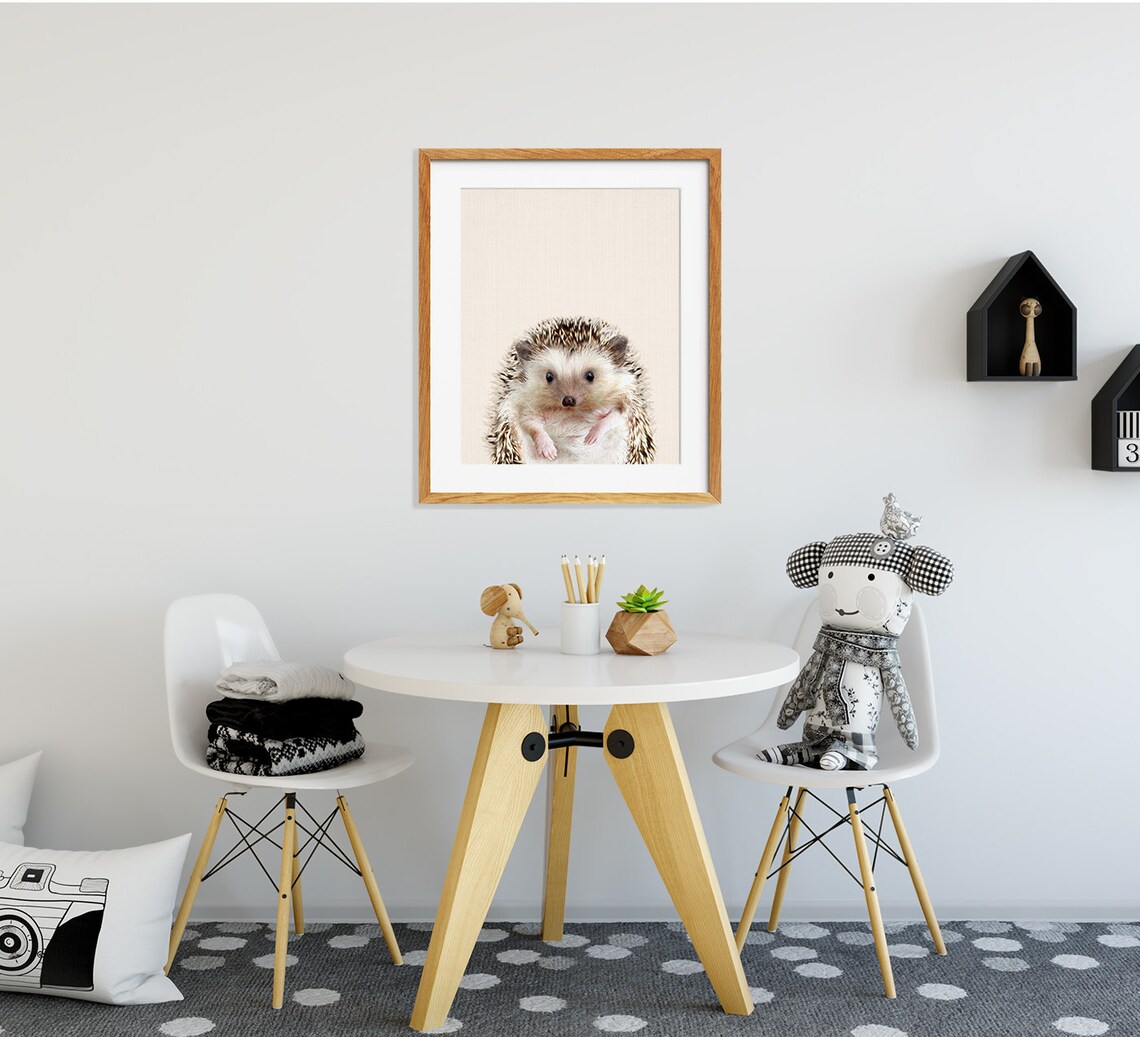Hedgehog Print Woodlands Nursery Wall Art Forest Animals | Etsy