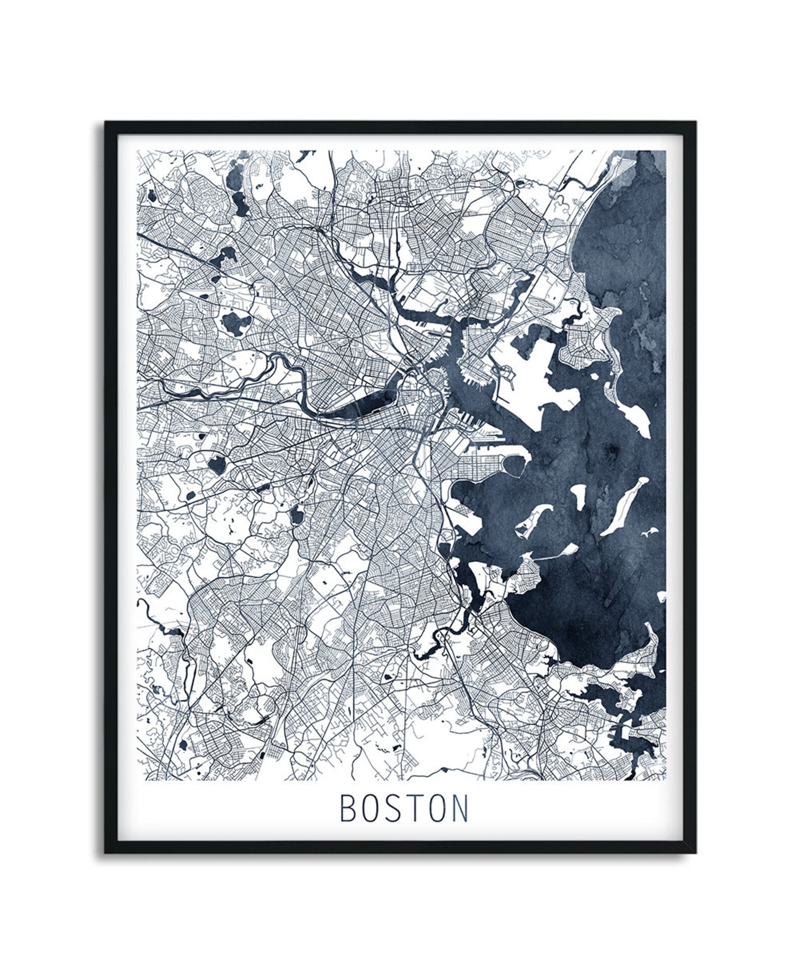 Boston City Urban Map Poster, Boston City Street Print, Watercolor Map ...