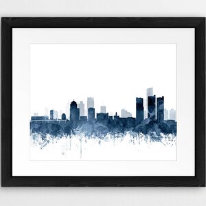 Detroit Skyline Art Print, Detroit Cityscape Art Poster, Detroit ...