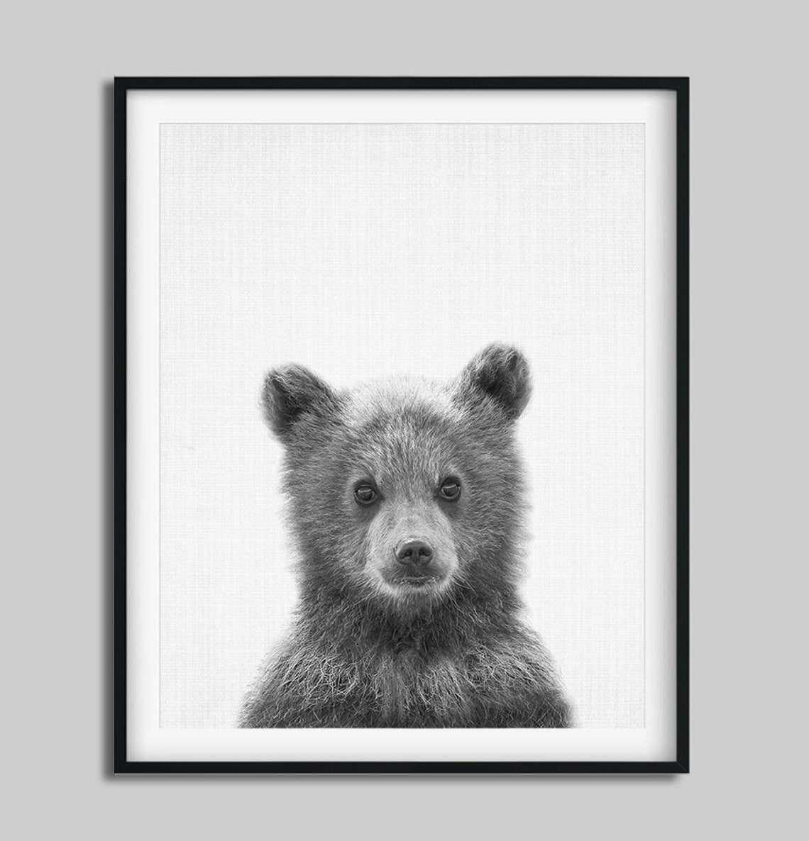 Bear Cub Print, Bear Cub Poster, Woodlands Nursery Decor, Black White ...
