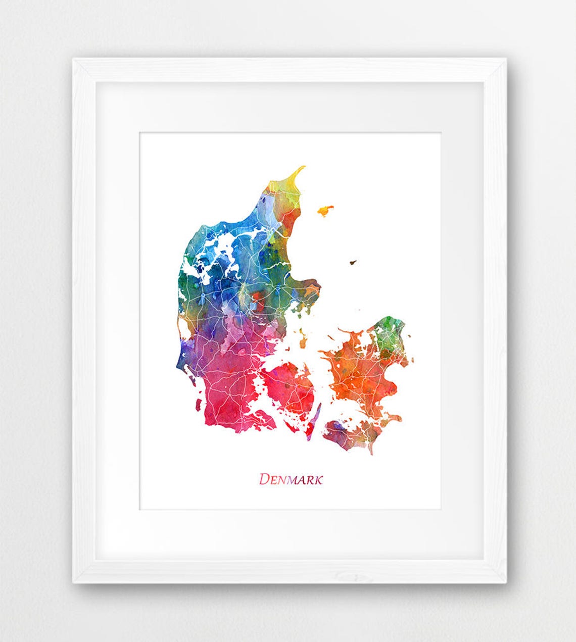 Denmark Map Print, Denmark Poster Map Print, Denmark Wall Art ...