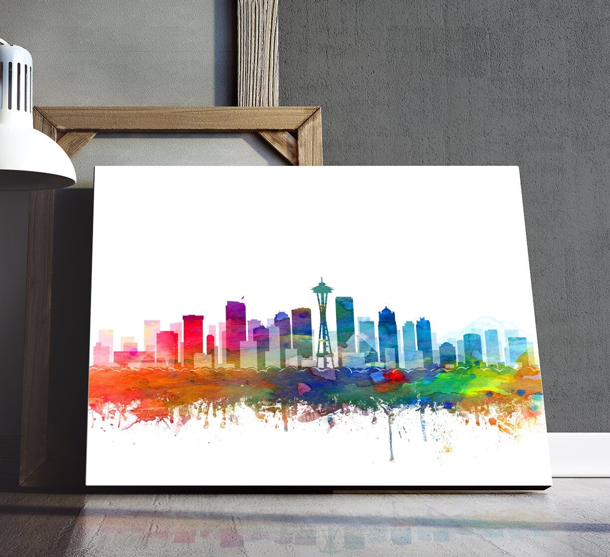 Seattle Skyline Print, Seattle Watercolor Painting, Washington ...
