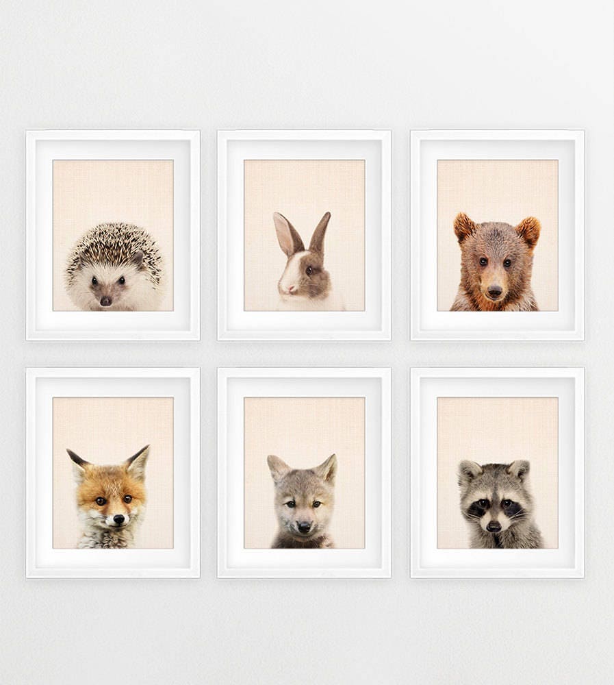 Wolf Print Woodlands Animal Wall Art Nursery Decor Baby | Etsy