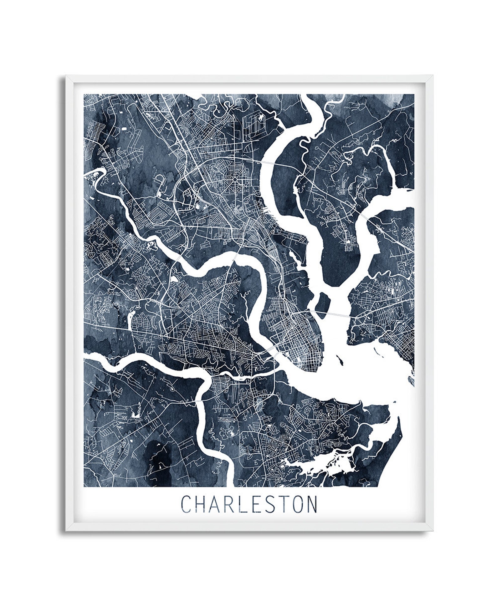 Charleston City Urban Map Poster, Charleston Street Print, Watercolor ...