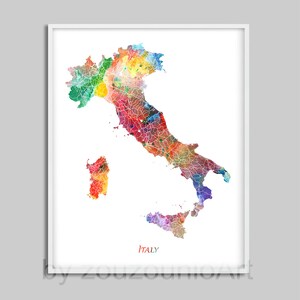 Italy Map Art Print, Italy Watercolor Map Art Poster, Modern Wall Art ...