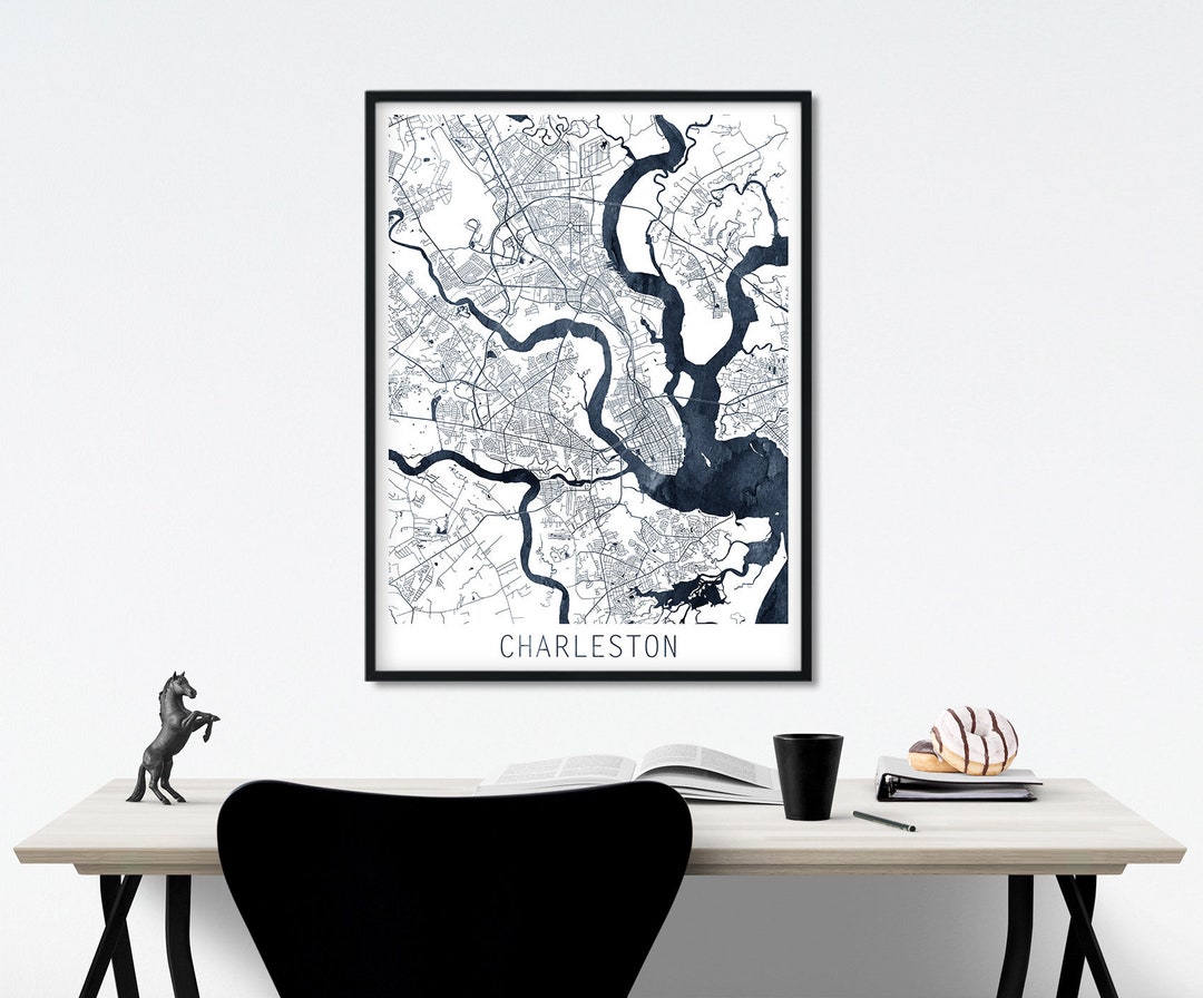 Charleston City Urban Map Poster, Charleston Street Print, Watercolor ...