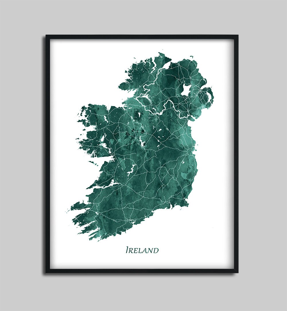 Ireland Map Print, Ireland Watercolor Map Poster, Ireland Map Wall Art ...