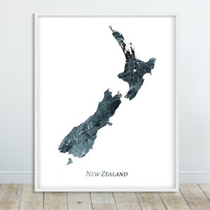New Zealand Map Print, New Zealand Poster, New Zealand Wall Art, New ...