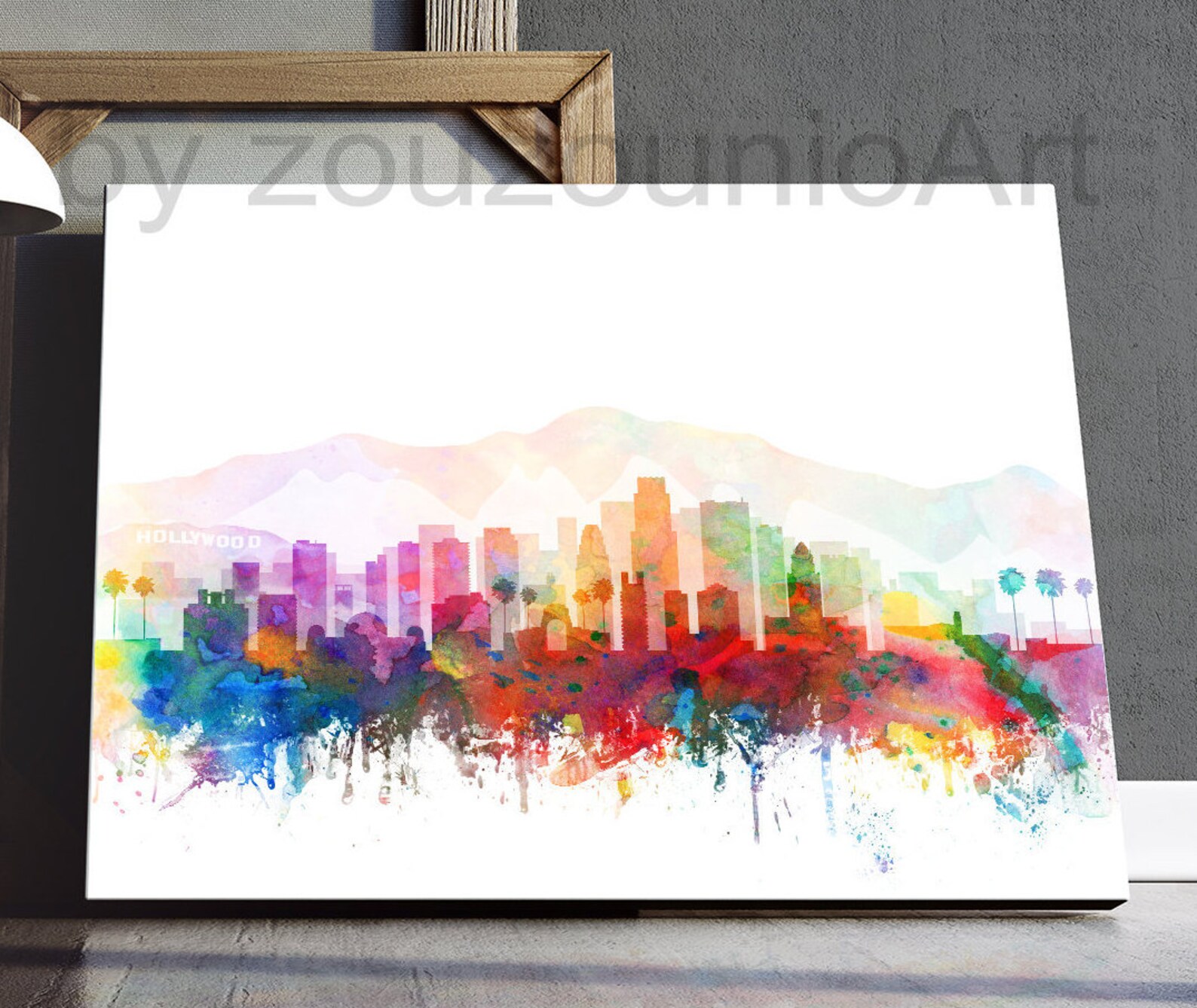 Los Angeles Print Los Angeles Skyline Art Poster California - Etsy